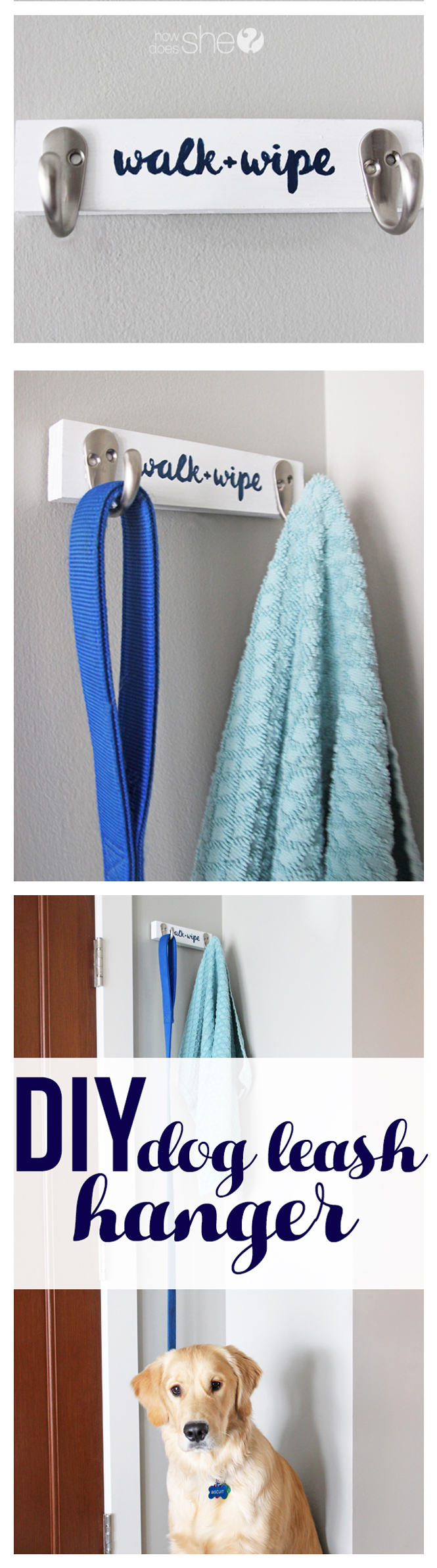 Simple DIY Dog Leash Hanger How Does She Simple DIY Dog Leash Hanger How Does She