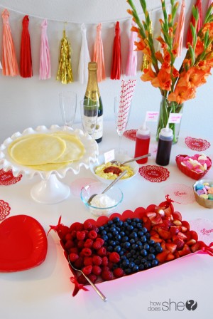 Quick and Easy Valentine Crepe Bar- with DIY banner | How Does She
