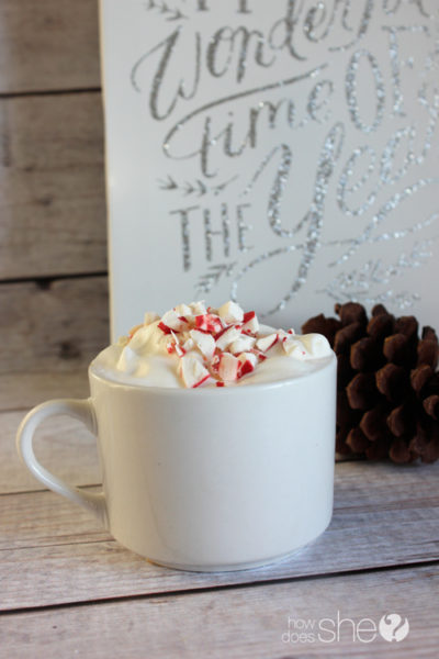 Peppermint White Hot Chocolate with Essential Oil | How Does She